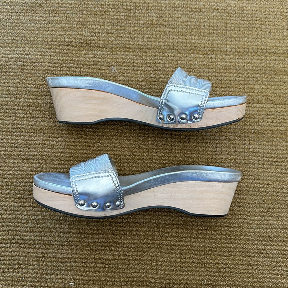 Authentic Prada Silver Slide Sandals - Gem